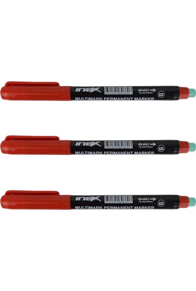 Inox CD Asetat Kalemi S Uç 0.8 mm Kırmızı 3'lü