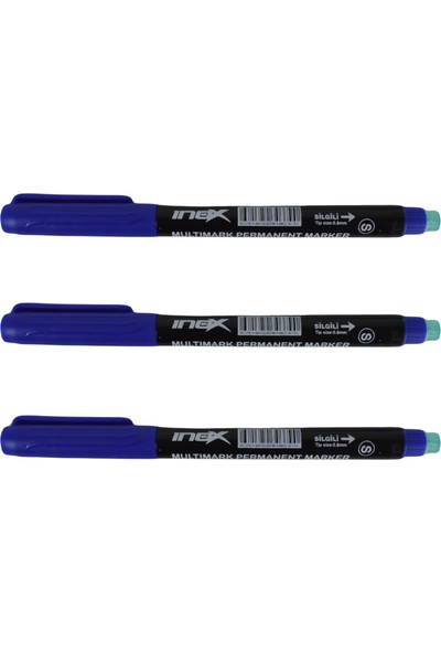 Inox CD Asetat Kalemi S Uç 0.8 mm Mavi 3'lü