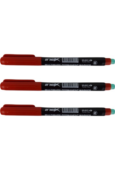 Inox CD Asetat Kalemi M Uç 0.8 mm Kırmızı 3'lü