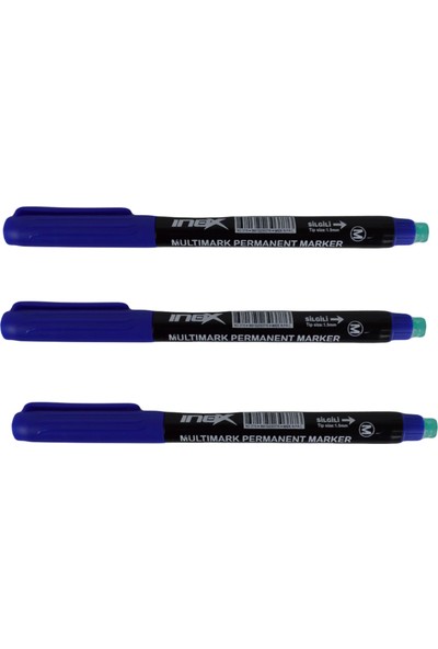 Inox CD Asetat Kalemi M Uç 0.8 mm Mavi 3'lü