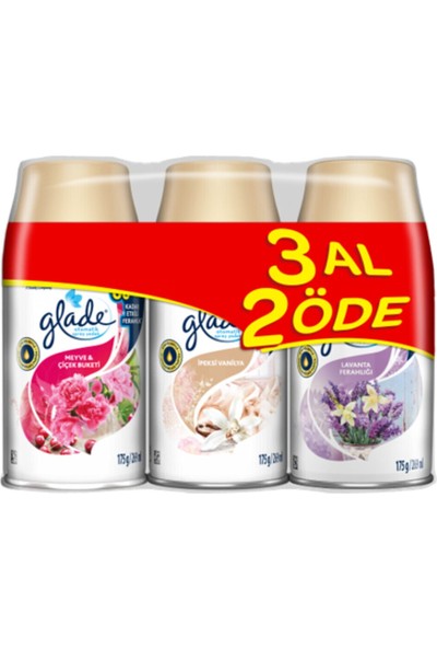 Glade Meyve Çicek Buketi + Ipeksi Vanilya + Lavanta Ferahlığı 269 ml Glade Meyve Çicek Buketi + Ipeksi Vanilya + Lavanta Ferahlığı 269 ml