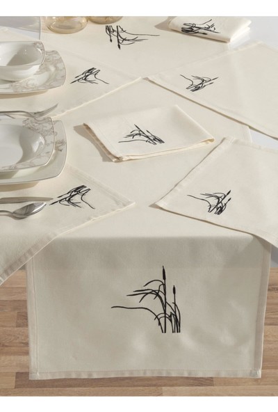 Zeynep Tekstil Flax 6 Kişilik Natural Keten Runner ve Amerikan Servis Seti Zeynep Tekstil Flax 6 Kişilik Natural Keten Runner ve Amerikan Servis Seti