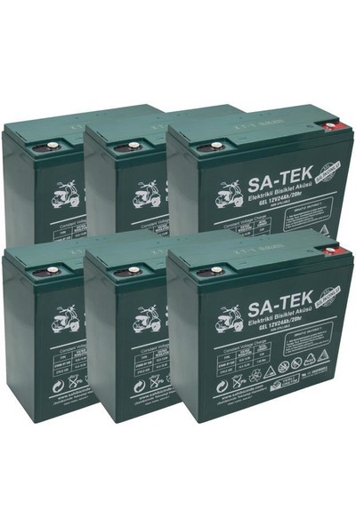 Sa-Tek 12V 24 Ah Elektrikli Motorsiklet Aküsü Set 6'lı (Üretim Yılı: 2022)