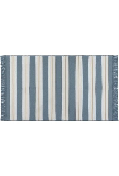 Madame Coco Candide Saçaklı Dokuma Kilim - Mavi / Bej - 120X180 cm Madame Coco Candide Saçaklı Dokuma Kilim - Mavi / Bej - 120X180 cm