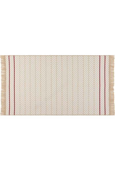 Madame Coco Majori Saçaklı Dokuma Kilim - Bej / Bordo - 120X180 cm