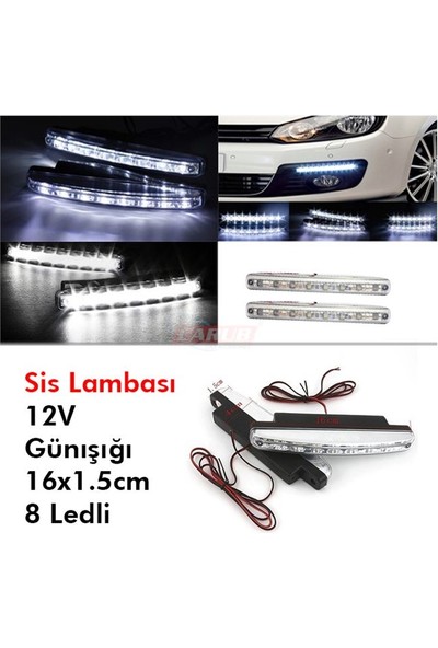 Carub Sis Lambası 12V Günışığı 16X1.5CM 8 Ledli Carub Sis Lambası 12V Günışığı 16X1.5CM 8 Ledli