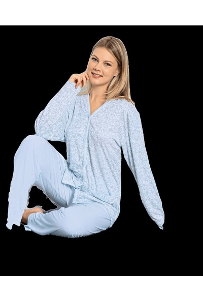 Aydoğan 4317 Çiçek Desenli Önden Düğmeli Bayan Pijama Takımı