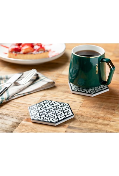 English Home Koza Seramik Bardak Altlığı 10,8 cm Siyah - Beyaz English Home Koza Seramik Bardak Altlığı 10,8 cm Siyah - Beyaz