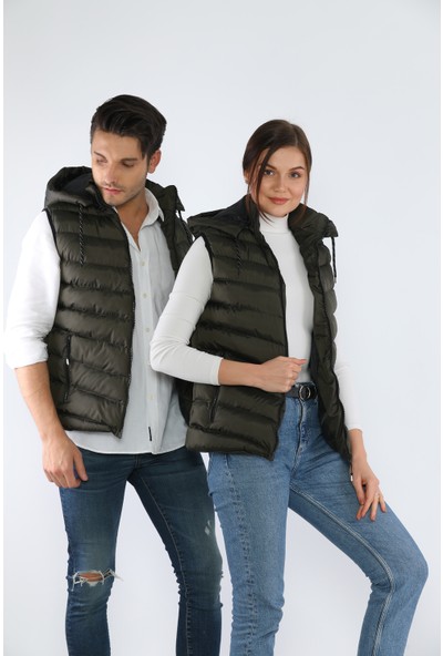 Everest Jel Dolum Kapüşonlu Fermuar Cepli Şişme Yelek