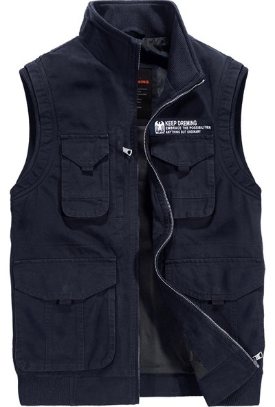 Pufan Culture Erkek Gündelik Yelek Saf Pamuklu Takım Yelek-Koyu Mavi (Yurt Dışından)