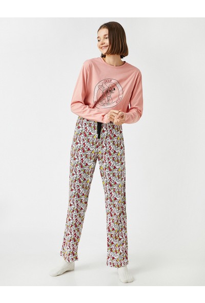 Koton Looney Tunes Lisanslı Baskılı Uzun Kollu Pamuklu Pijama Takımı