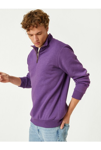 Koton Yarım Fermuarlı Basic Sweatshirt