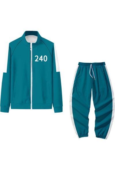Jipush Squid Game 240 Numara Kapüşonlu Sweatshirt+Pantolon Eşofman Takımı (Yurt Dışından)