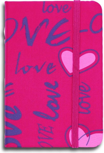 A6-14 Not Defteri A6 Çizgili Kalp Desenli Pembe