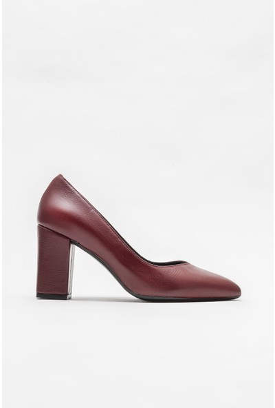 Elle Shoes Bordo Deri Kadın Stiletto