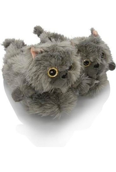 Twigy YY0307 Tw Kedi-3 Gri Hayvan Figürlü Kadın Panduf