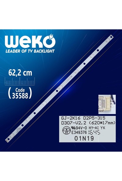 Oem GJ-2K16 D2P5-315 D307-V2.2 620*17MM - 01N19 - 62.2 cm 7 Ledli (WK-1101) Oem GJ-2K16 D2P5-315 D307-V2.2 620*17MM - 01N19 - 62.2 cm 7 Ledli (WK-1101)