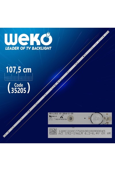 Weko MS-L1312 V3 - A3 192-196LM 6.2-6.4V 0x Wr - 107.5 cm 14 Ledli - (WK-884)