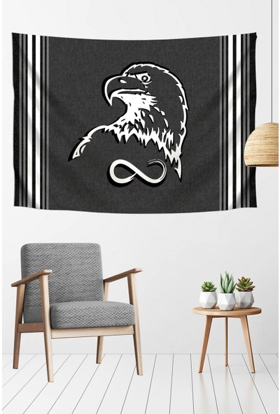 Perdante Kara Kartal Duvar Örtüsü