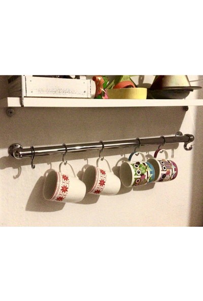 Ayder 40 cm Krom Mutfak Kupa Fincan Askılık Banyo Askılık Aparatları Ile