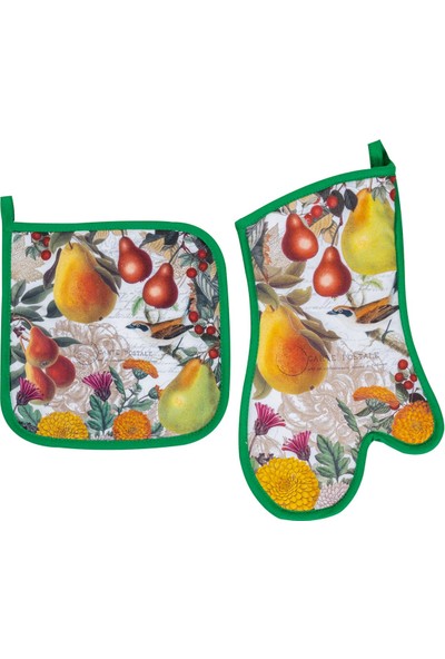 Vivamaison Isıya Dayanıklı Desenli Özel Fırın Eldiveni Tutacak Set