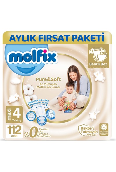Molfix Pure&Soft 4 Beden Maxi Aylık Fırsat Paketi 112 Adet Molfix Pure&Soft 4 Beden Maxi Aylık Fırsat Paketi 112 Adet
