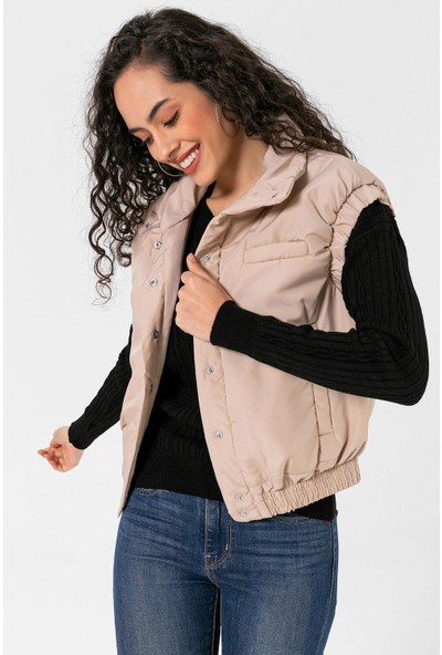 Şimal Kadın Önü Çıtçıtlı Cep Detaylı Yelek
