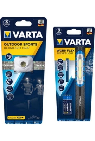 Varta 18631 Şarjlı Kafa Feneri + 17647 Work Flex Fener Ayds Varta 18631 Şarjlı Kafa Feneri + 17647 Work Flex Fener Ayds