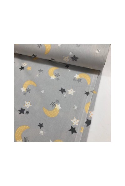 Bebek Özel % 100 Pamuklu Bebek ve Çocuk Lastikli Çarşaf Gri Zemin Sarı Hilal 80X180 Bebek Özel % 100 Pamuklu Bebek ve Çocuk Lastikli Çarşaf Gri Zemin Sarı Hilal 80X180