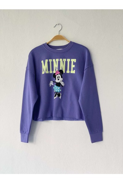 Retrobird Crop Sweatshirt Kadın Lila
