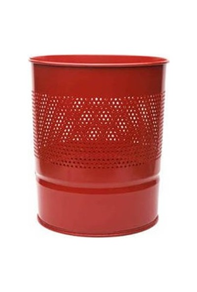 Drt Metalik Kırmızı Konik Delikli Metal Çöp Kovası Drt Metalik Kırmızı Konik Delikli Metal Çöp Kovası