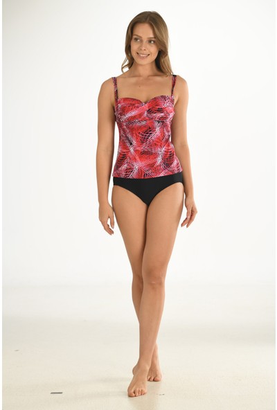 NBB Siyah Desenli Yüksek Bel Tankini