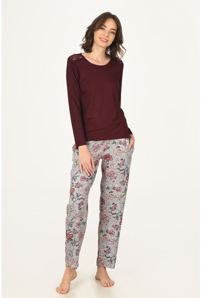 NBB Bordo Clove Viskon Pijama Takımı NBB Bordo Clove Viskon Pijama Takımı