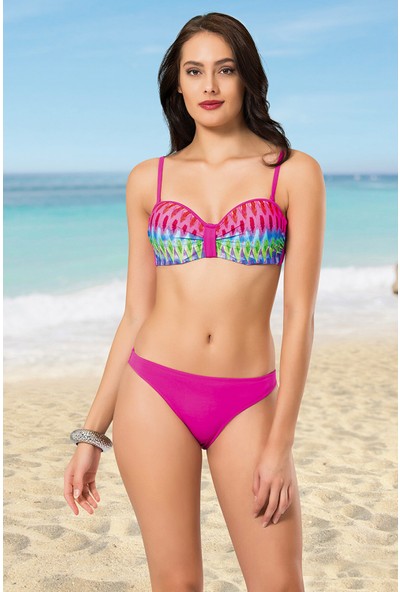 Loya - Renkli Kaplı Tek Üst Bikini