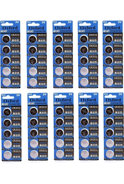Oxford CR2032 3V Kartela Lityum Bios Pili 5 x 10 Kart 50'li Oxford CR2032 3V Kartela Lityum Bios Pili 5 x 10 Kart 50'li