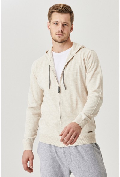 Altınyıldız Classics Standart Fit Kapüşonlu %100 Pamuk Fermuarlı Triko