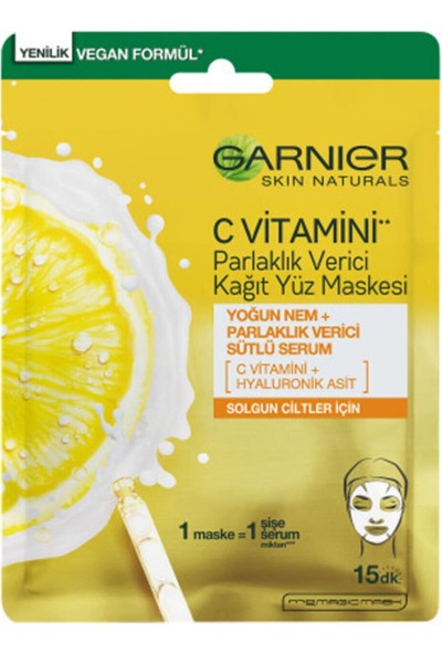 Garnier C Vitamini Parlaklık Verici Kağıt Yüz Maskesi