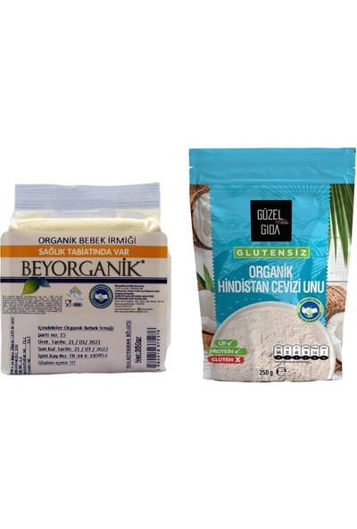 Beyorganik Organik Bebek Irmiği 350 gr - Güzel Gıda Organik Hindistan Cevizi Unu 250 Gr. Beyorganik Organik Bebek Irmiği 350 gr - Güzel Gıda Organik Hindistan Cevizi Unu 250 Gr.