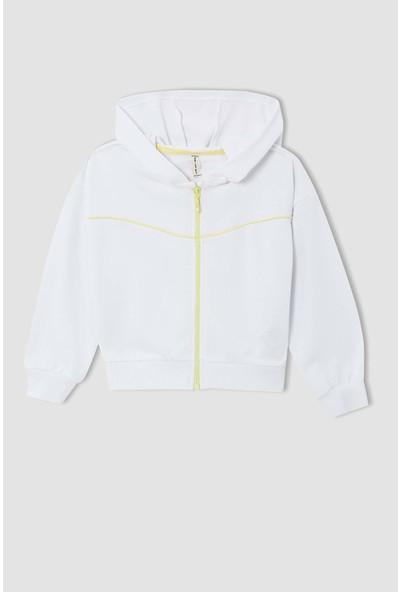 DeFacto Kız Çocuk Regular Fit Kapüşonlu Crop Hırka U8893A621AU