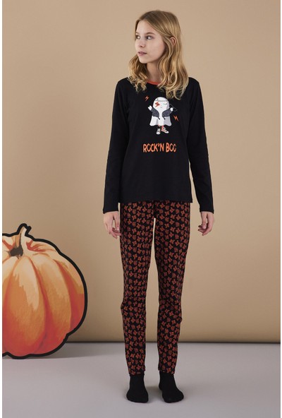 Penti Siyah Teen Rock'n Boo 2li Pijama Takımı