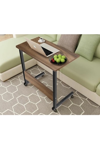 SC Dizayn Çalışma Masası ve Laptop Sehpası - Ceviz (Tekerli) 60X40