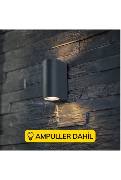 Garra Çift Yönlü Dekoratif Duvar Aplik Ampuller Dahil Amber- Antrasit