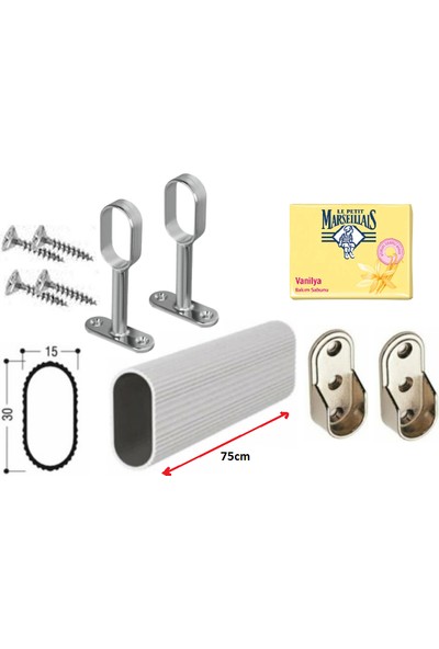 Mvy Dolap Içi Askı Borusu Alüminyum Oval 75CM + 2 Adet Ayaklı Flanş + 2 Adet Sabit Flanş + Montaj Vidaları + Marseılıals El ve Vücut Bakım Sabunu 90GR Mvy Dolap Içi Askı Borusu Alüminyum Oval 75CM + 2 Adet Ayaklı Flanş + 2 Adet Sabit Flanş + Montaj Vidaları + Marseılıals El ve Vücut Bakım Sabunu 90GR