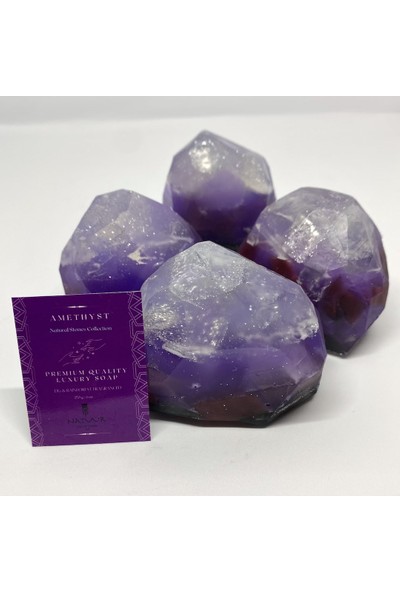Natuur Collection 1881 Ametist No.2 (Elmas Kesim) 4'lü Incir & Yağmur Ormanı Kokulu El Yapımı Sabun Lüks Dekoratif Sabun