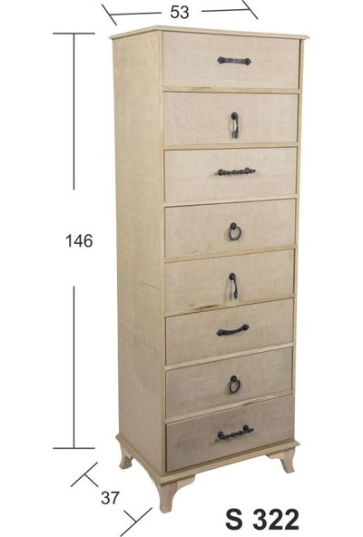 Animer Sanat 8 Çekmeceli Komodin S322