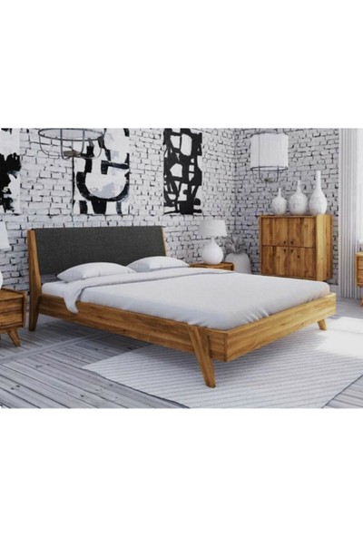 Modimo Berkel Masif Doğal Ahşap Çam Çift Kişilik Konfor Başlıklı Karyola