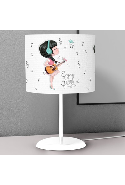 İnstababyrooms Gitar Çalan Kız Desenli Çocuk Odası Dijital Baskılı Çocuk Odası Masaüstü Abajur Avize