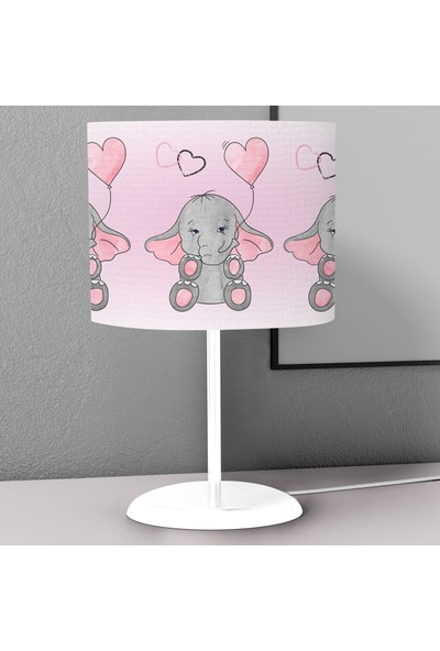 İnstababyrooms Kalp ve Fil Desenli Çocuk Odası Dijital Baskılı Çocuk Odası Masaüstü Abajur Avize
