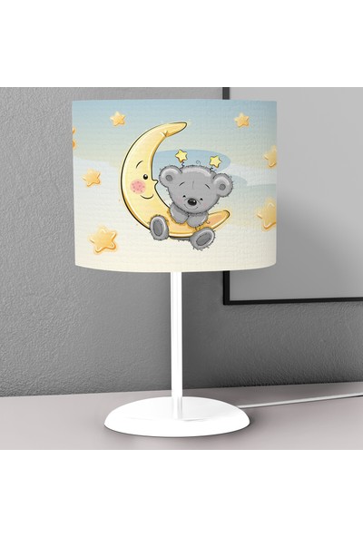 İnstababyrooms Sarı Ay Desenli Çocuk Odası Dijital Baskılı Çocuk Odası Masaüstü Abajur Avize