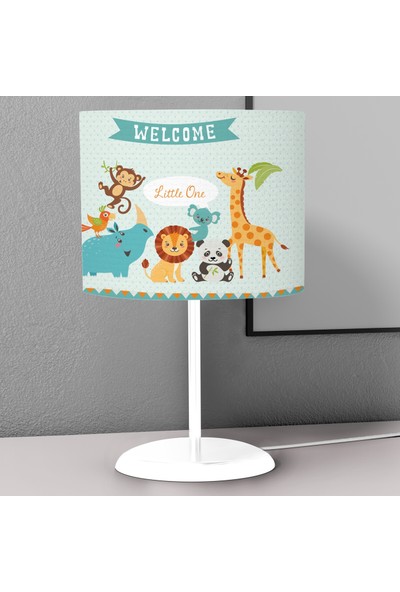 İnstababyrooms Yeşil Orman Desenli Çocuk Odası Dijital Baskılı Çocuk Odası Masaüstü Abajur Avize